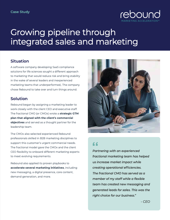 Growing pipeline through integrated sales and marketing - Rebound